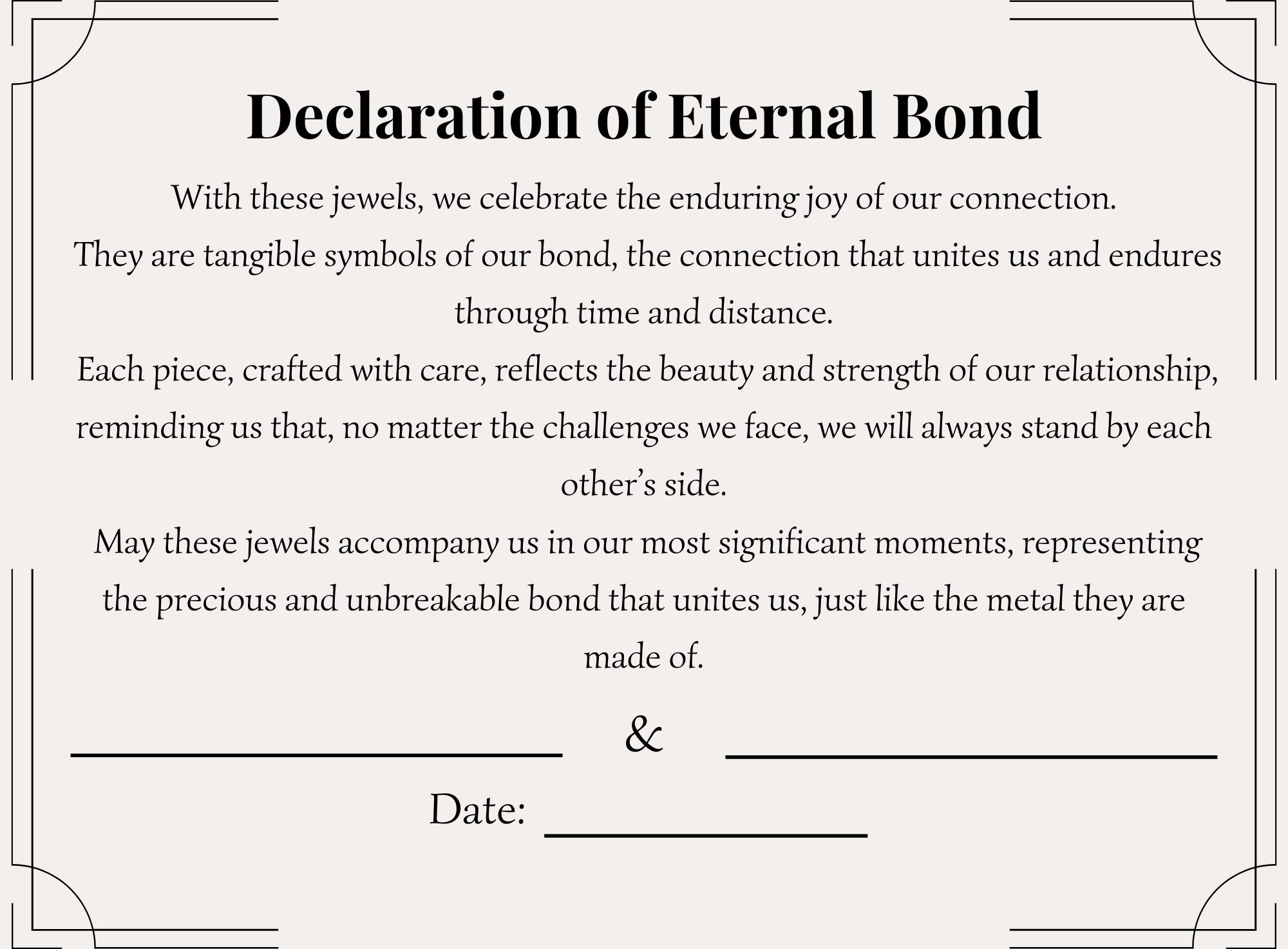 DECLARATION OF ETERNAL BOND – NatalieOfficial